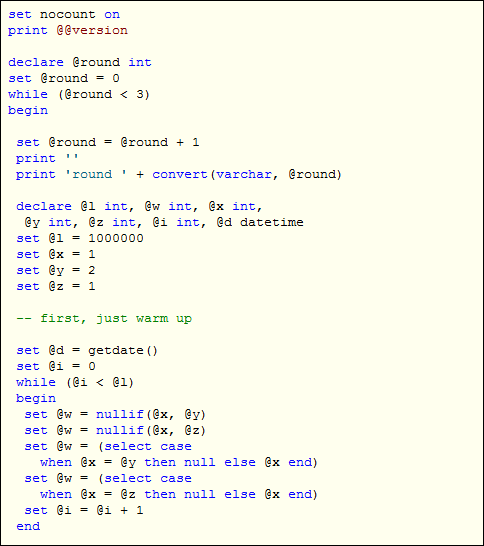 Jerry Nixon On Windows Performance Of Sqls Nullif Function Versus